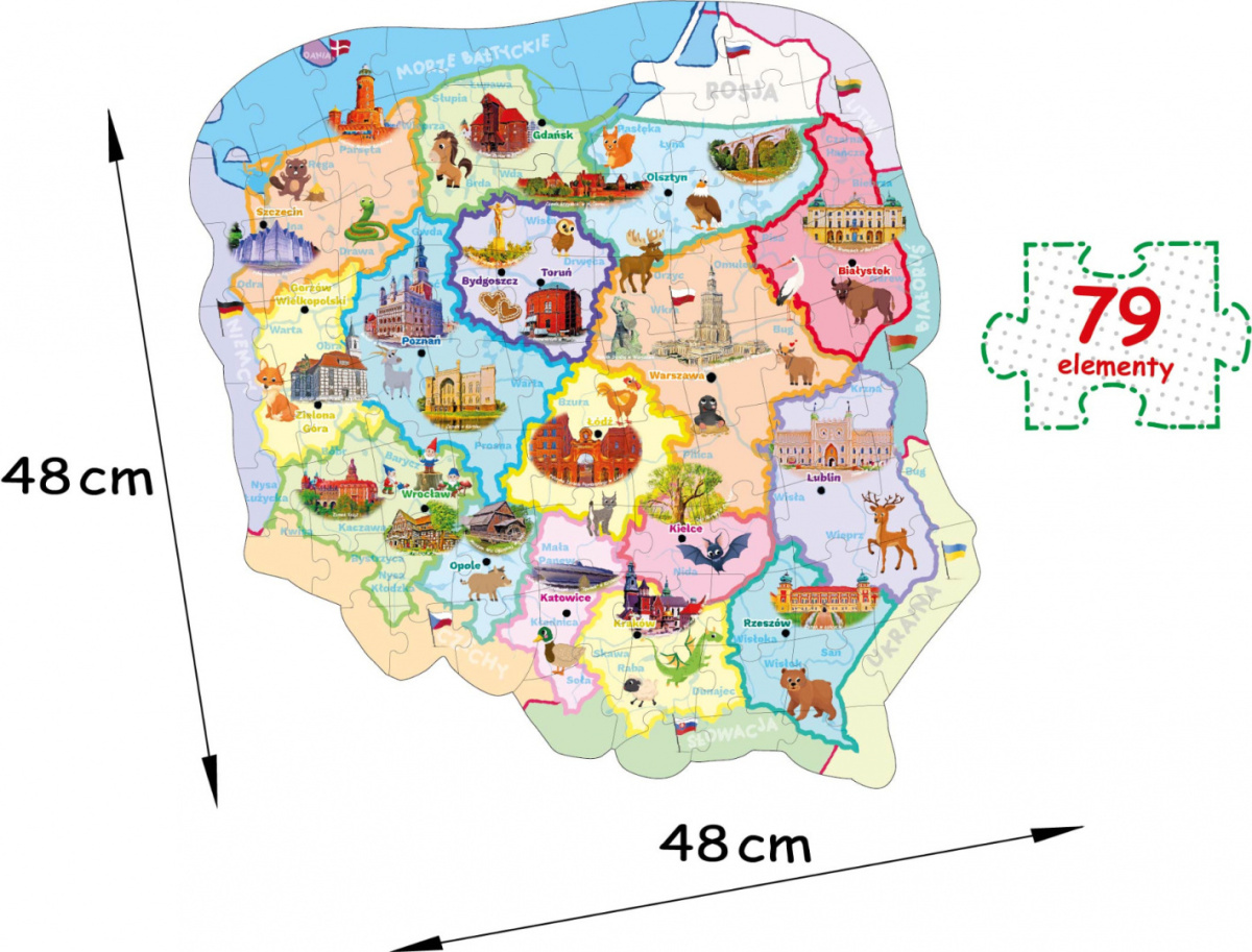 Mapa Polski Puzzle - Przygodowe podróże na mapie Polski